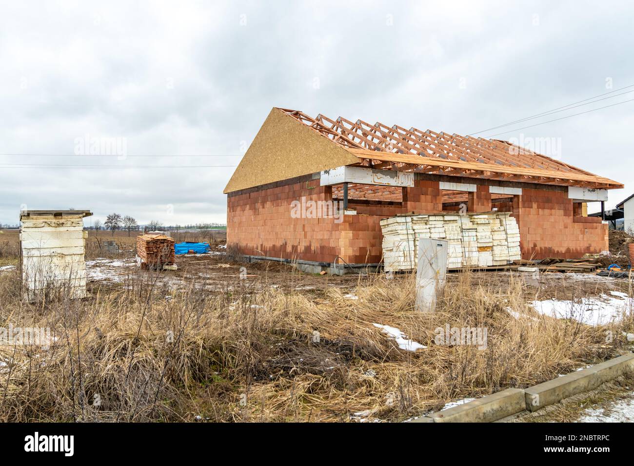 construction of a family house in the countryside Stock Photo - Alamy