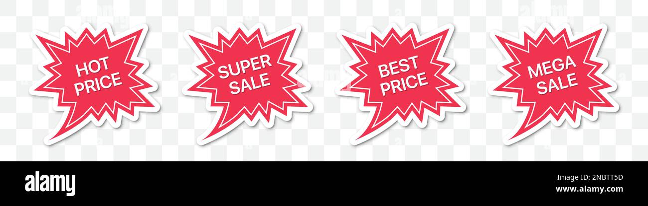 Set of advertising tag sticker on a transparent background Stock Vector ...