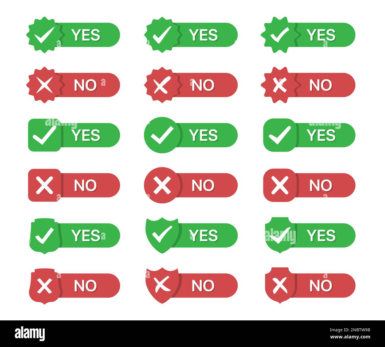 Set of Yes and No badges icon in a flat design Stock Vector Image & Art ...