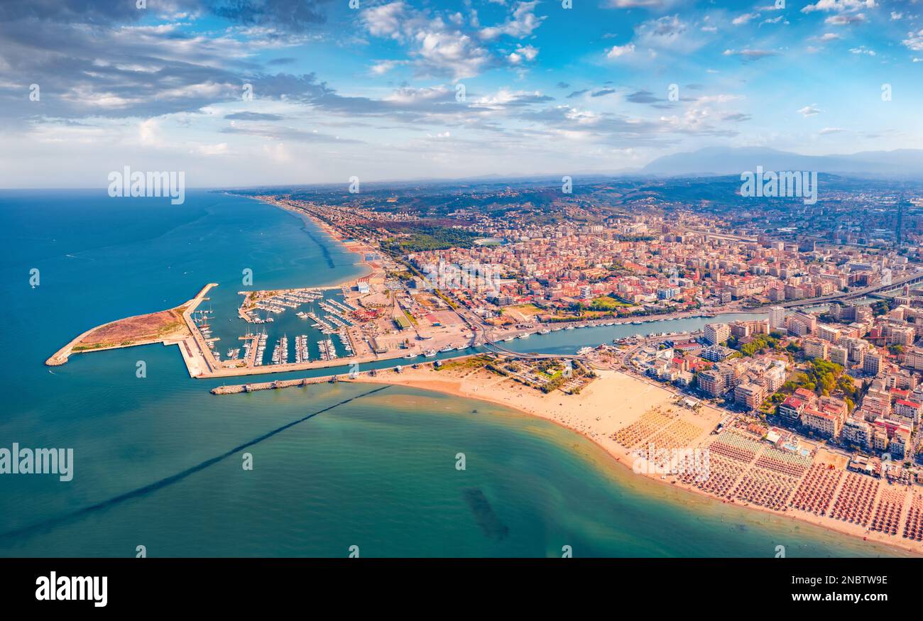 Aerial landscape photography. Colorful summer view from flying drone ...