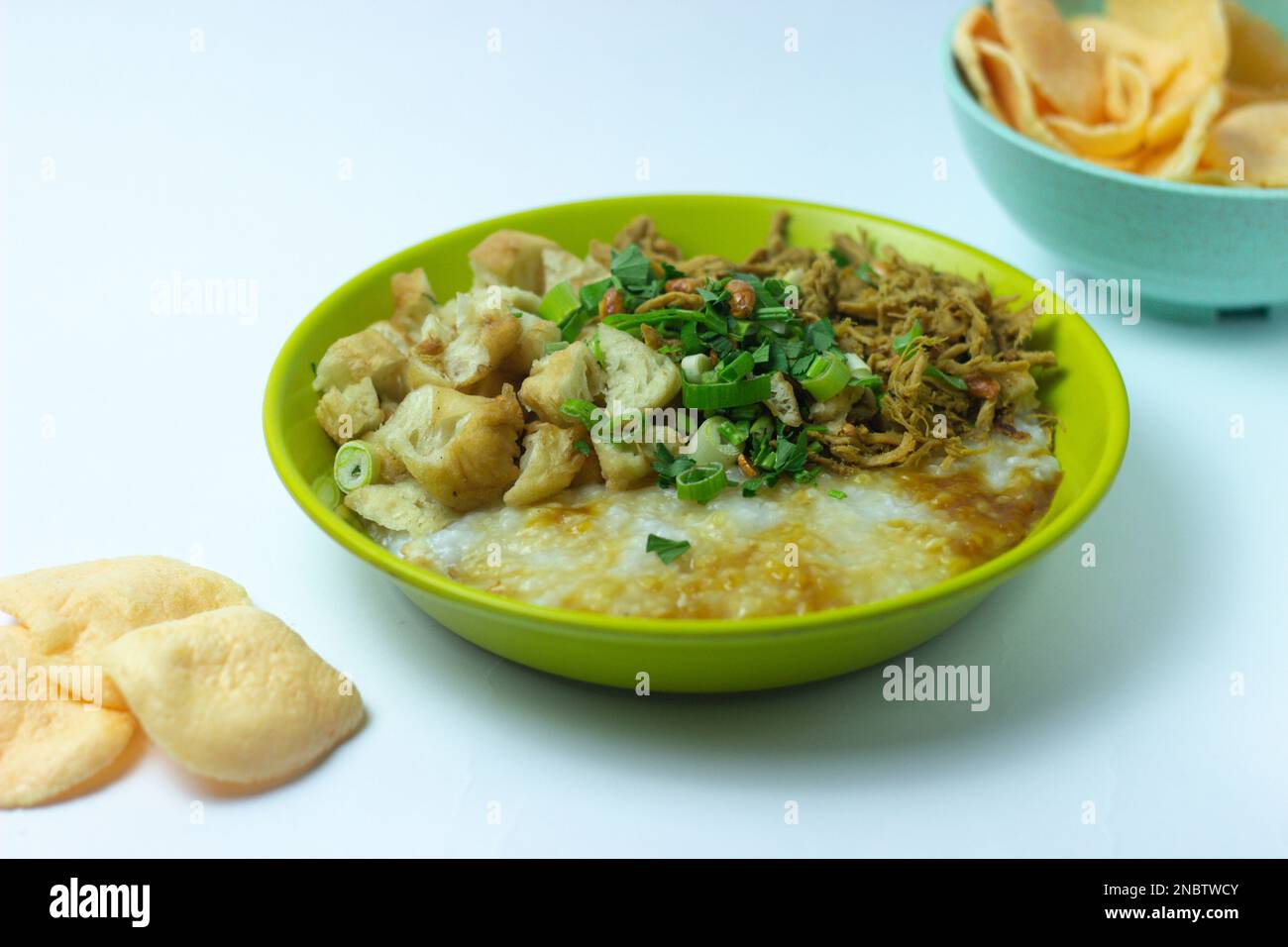 One bowl of chicken porridge (bubur ayam) it is Indonesia breakfast ...
