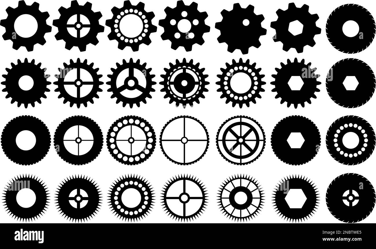 Isolated Gears And Cogs Icon Set Vector Illustration Stock Vector