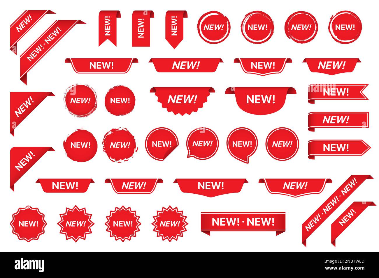 New tag sticker labels collection in red Stock Vector Image & Art - Alamy