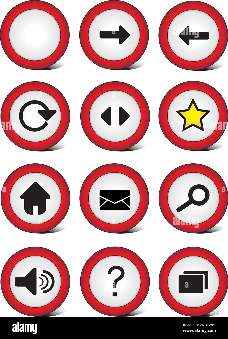 Set of icons for web navigation isolated on white. Traffic signs style ...