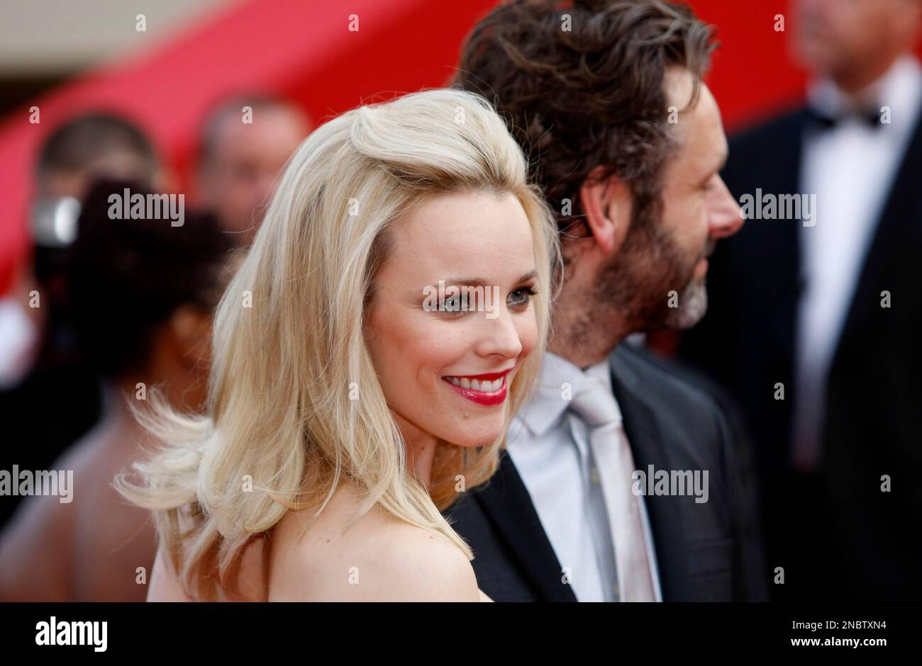 Actors Rachel McAdams, left, and Michael Sheen arrive for the screening ...