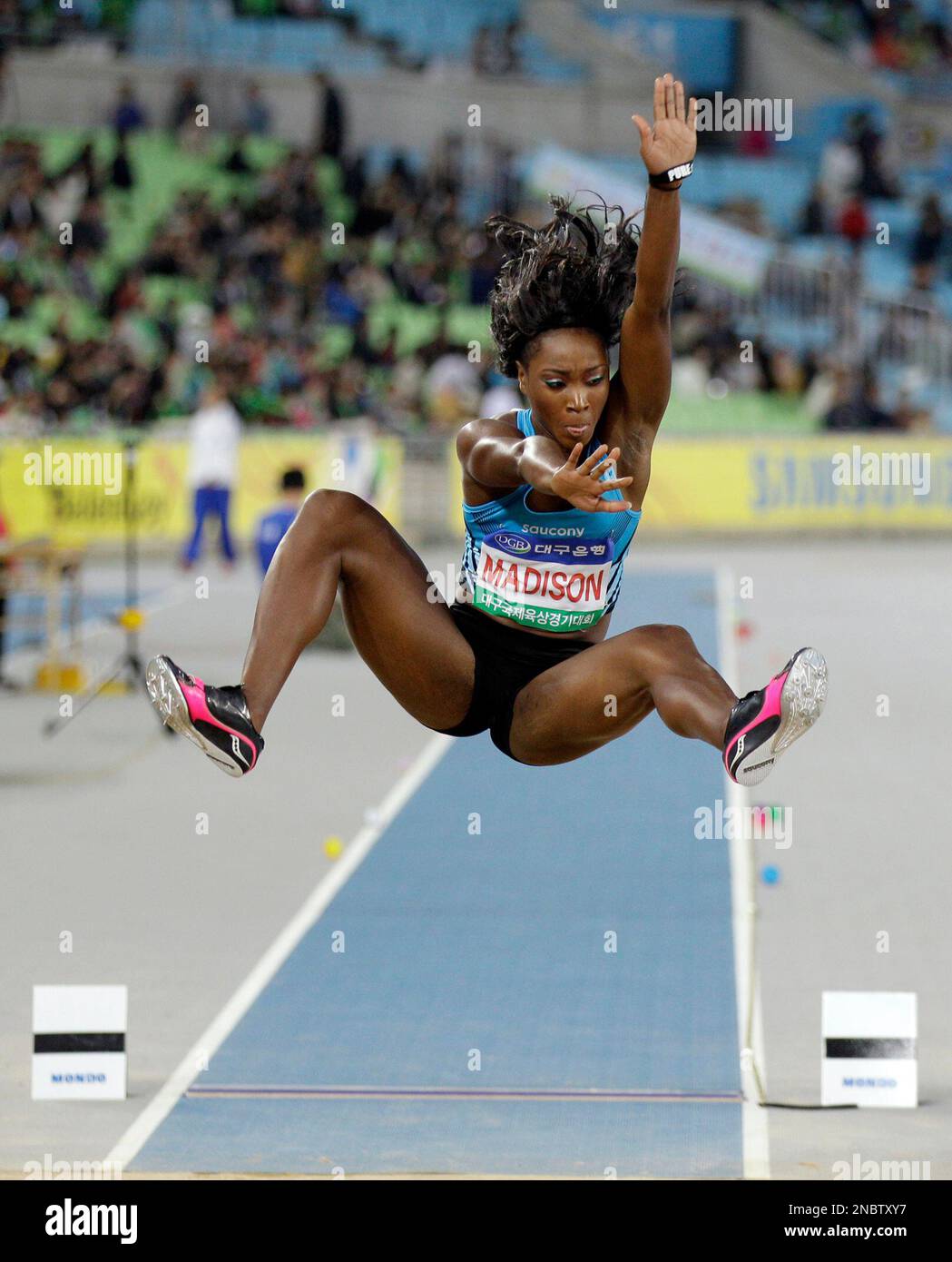 American Tianna Madison competes in the women's long jump of the Daegu ...