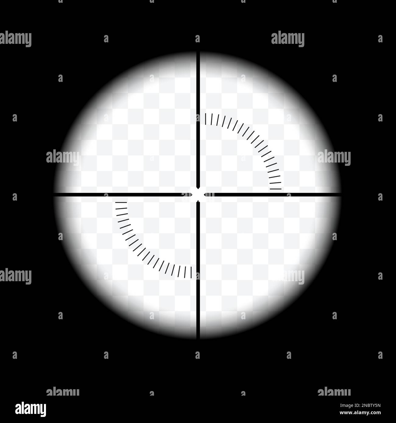 Realistic sniper or hunting rifle sight with reticle and transparent ...