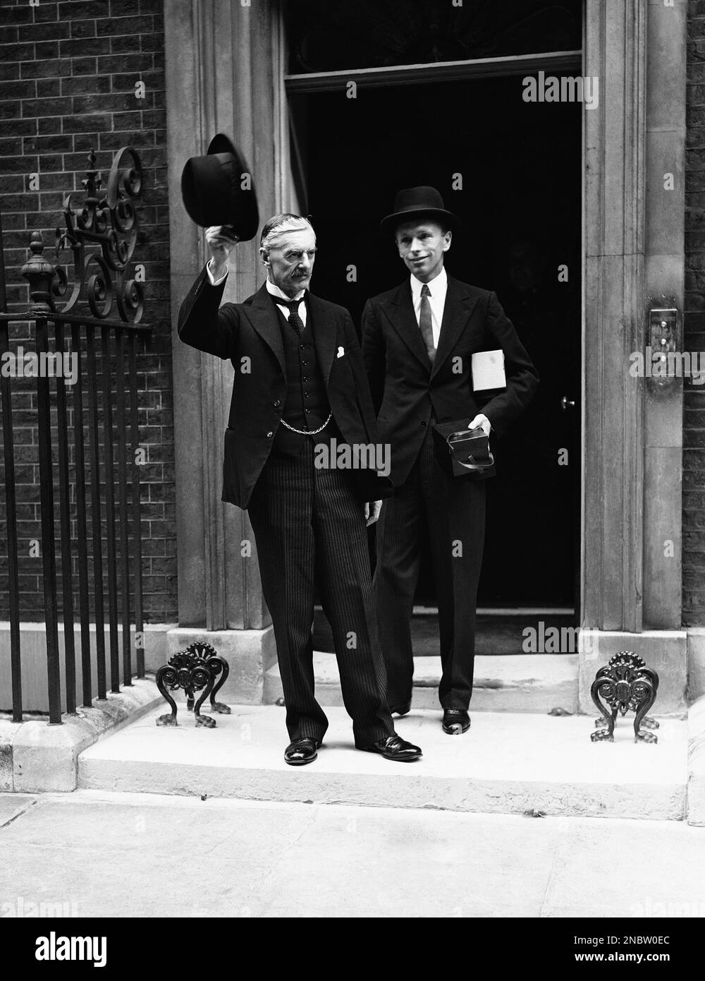 Britain's Prime Minister Neville Chamberlain leaves number Ten, Downing ...
