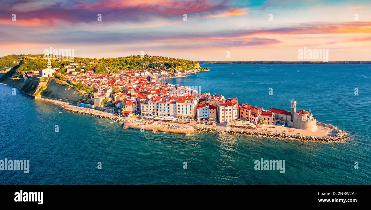 Сharm of the ancient cities of Europe. Bright morning cityscape of ...