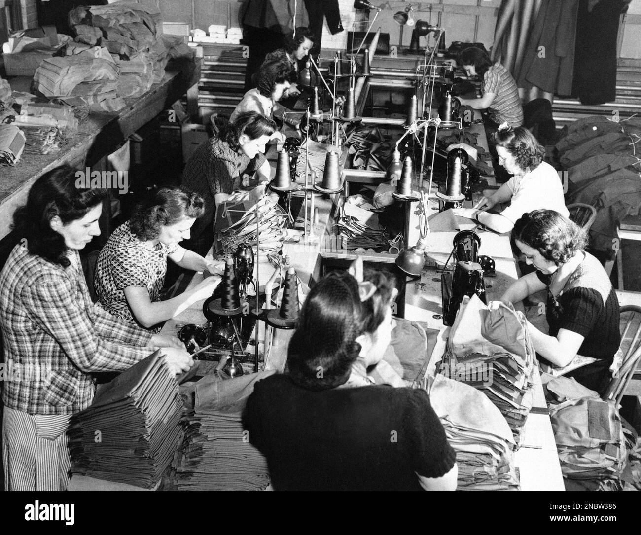 Bending over sewing benches all day bring aches in the neck and ...