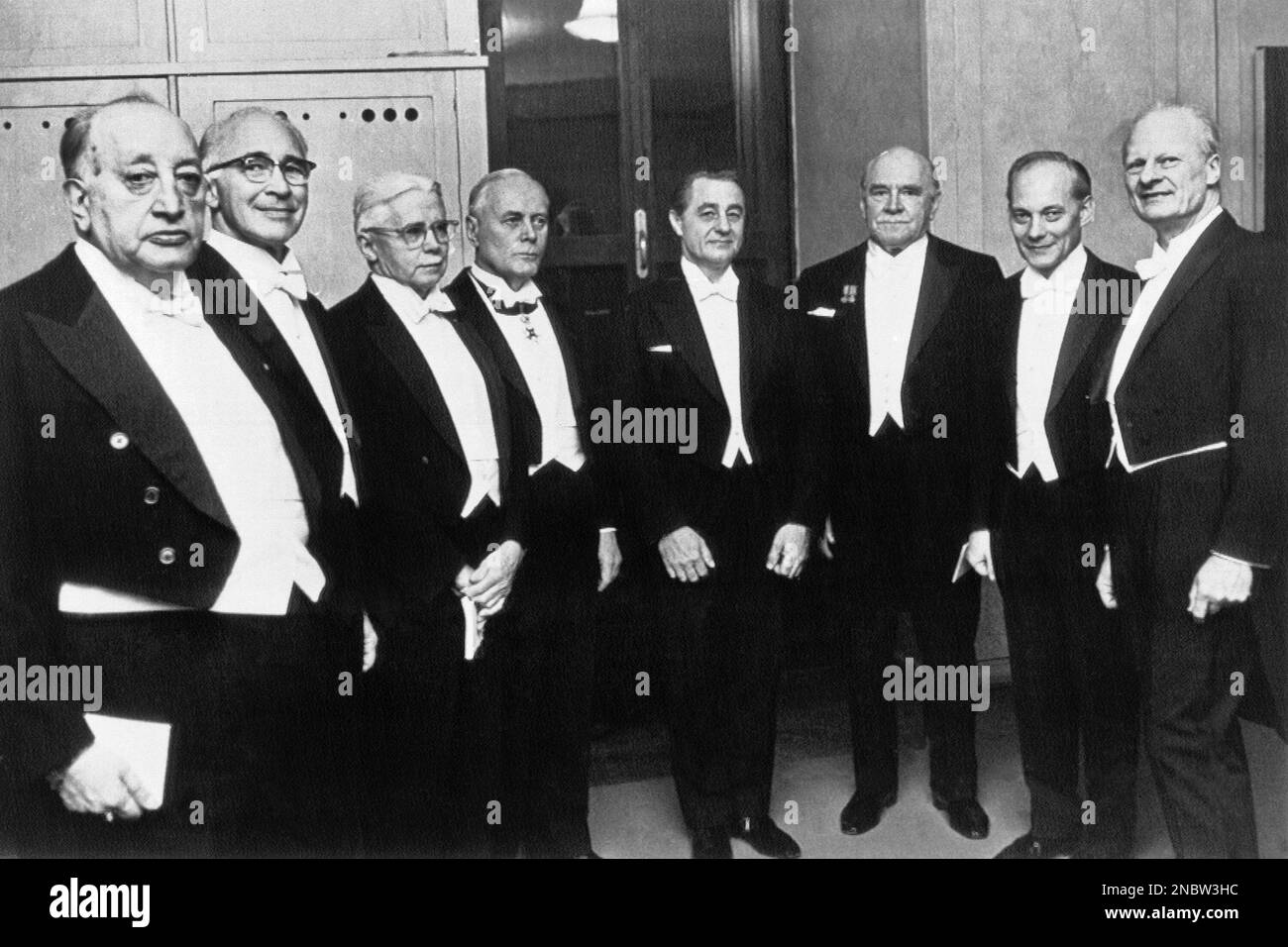 Laureates for 1967 Nobel Prizes stand together prior to receiving the ...