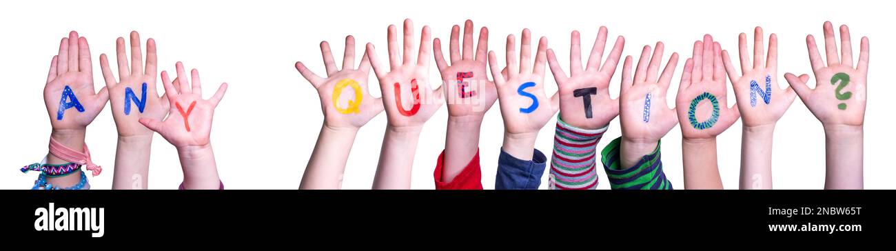 Children Hands Building Word Any Question, Isolated Background Stock ...