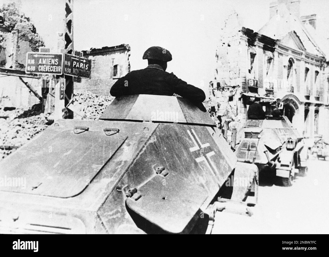 Armored reconnaissance cars of the Nazi army headed for Paris, France ...