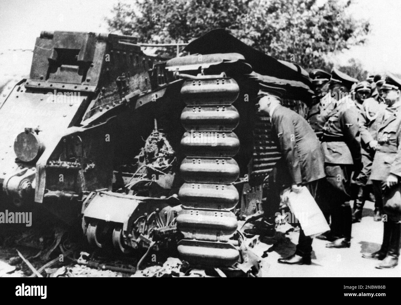 Chancellor Adolf Hitler and a party of German army officers inspecting ...