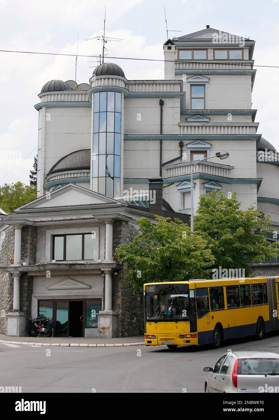 A bus passes the house of Svetlana Raznatovic, known as Ceca, the ...