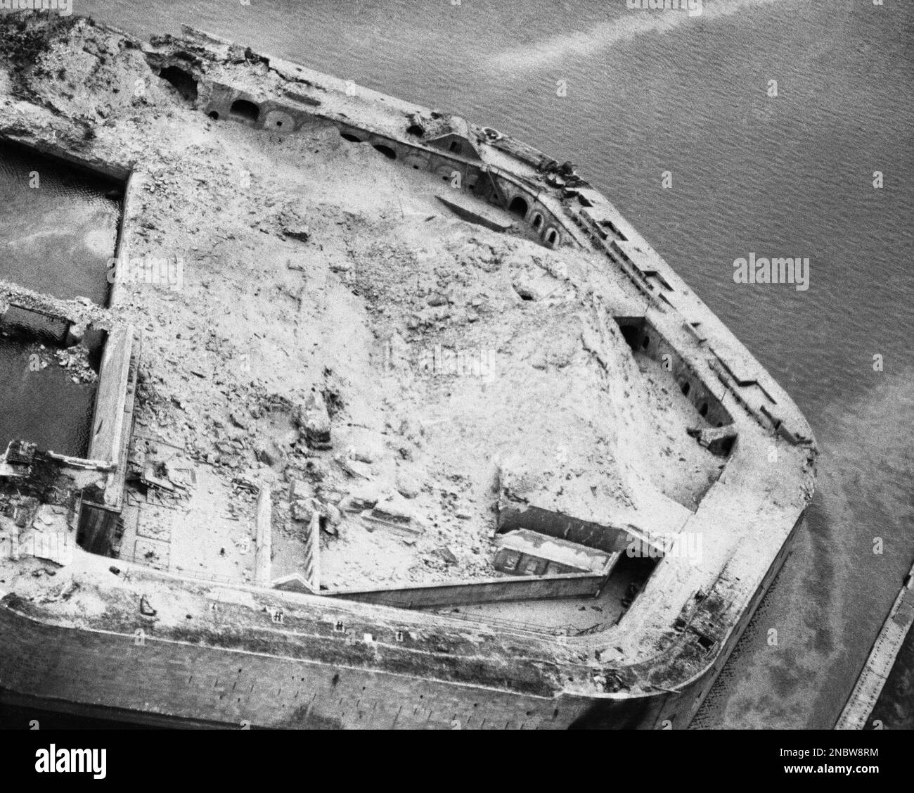 Aerial photo shows a fort on the outskirts of Cherbourg, France on July ...