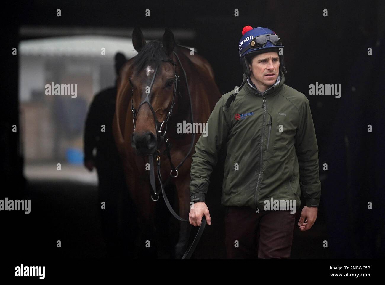 Harry Skelton with Protektorat during a visit to Dan Skelton's stables ...