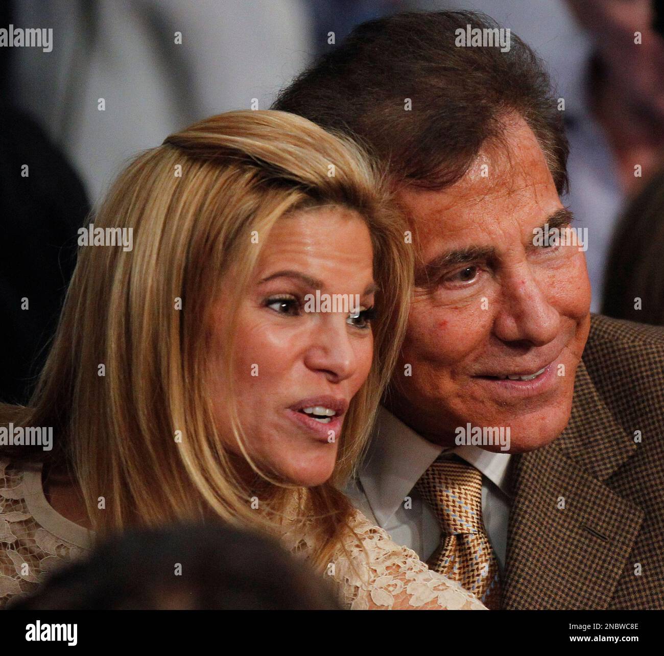 Steve Wynn, right, and his wife Andrea talk to people in the crowd ...