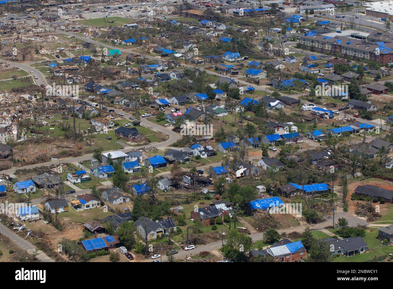 This is an aerial view of damage to Tuscaloosa, Ala., as the cleanup ...