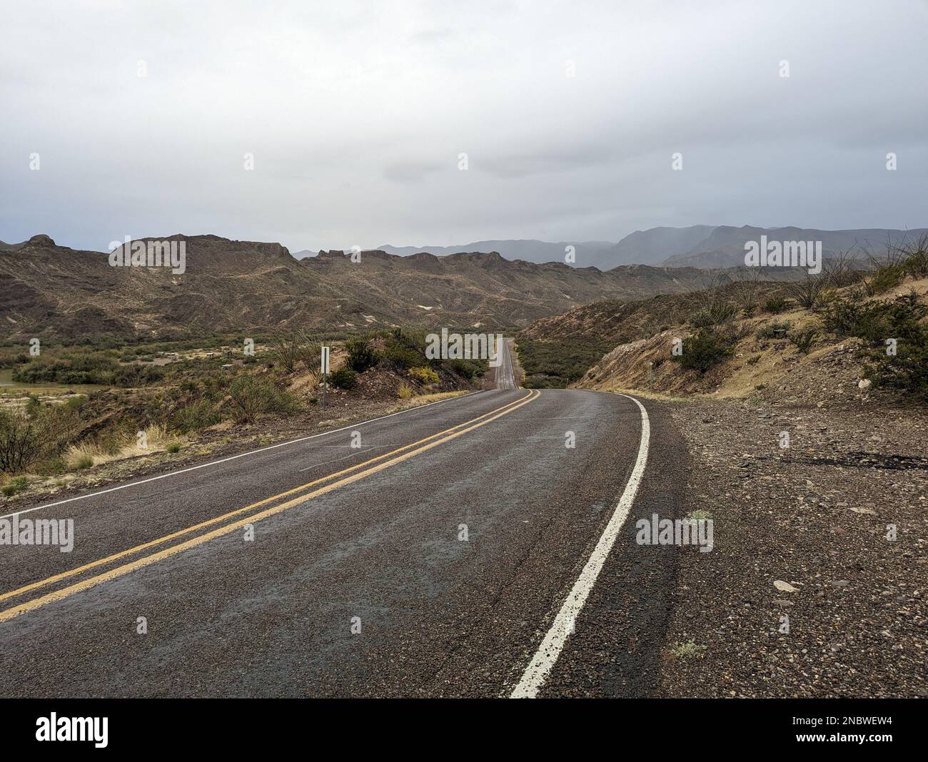 The empty road in Big Bend Ranch State Park. Texas, United States Stock ...