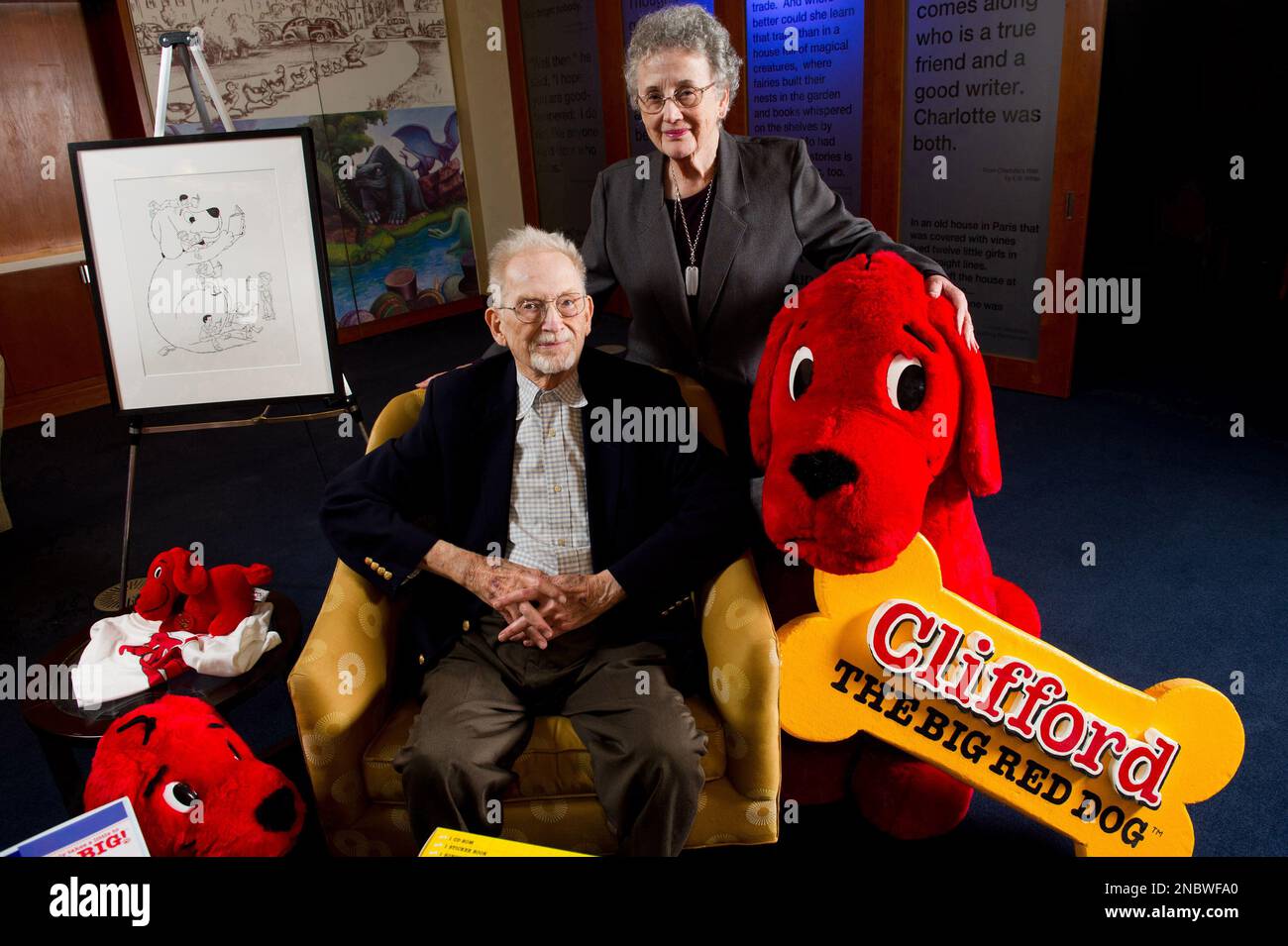 Author Norman Bridwell and his wife Norma pose for a portrait at ...