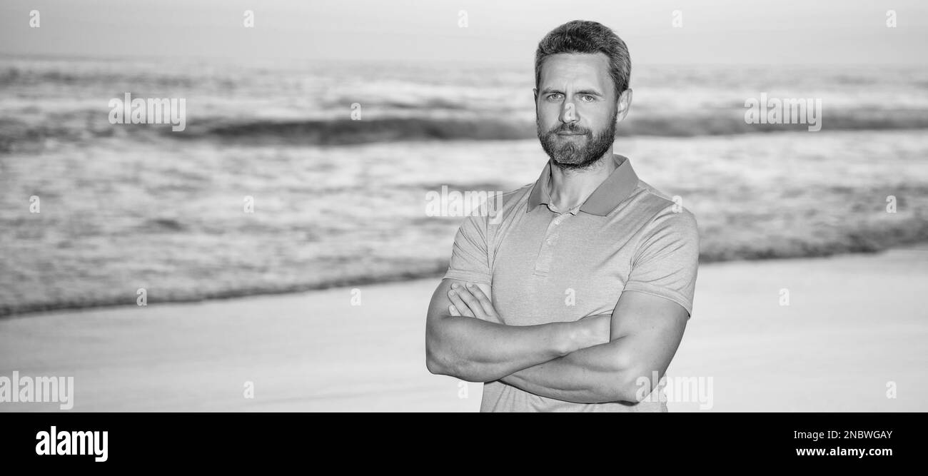 bearded man in shirt. summer fashion style. summer vacation. confident ...