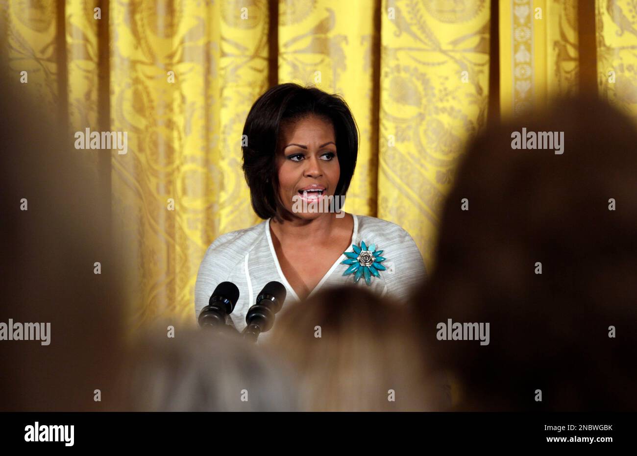 First lady Michelle Obama speaks at a Mother's Day event for military ...