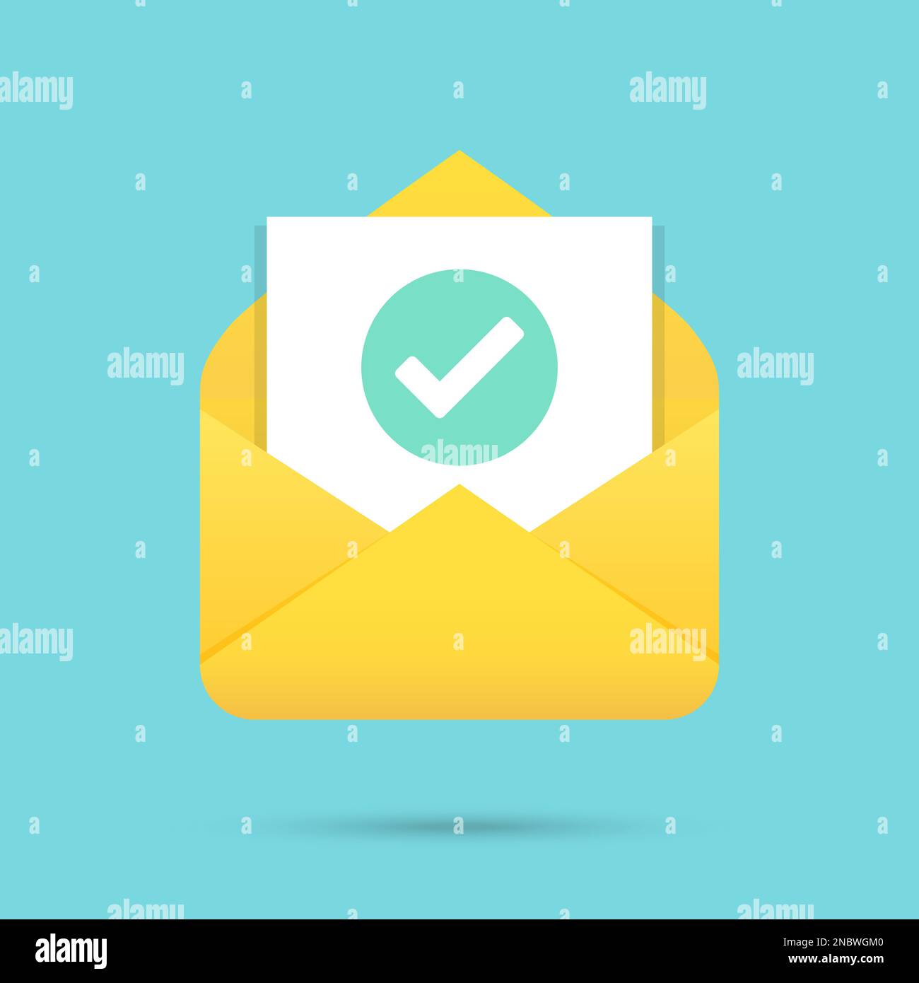 Mail with green check mark document icon in a flat design Stock Vector ...