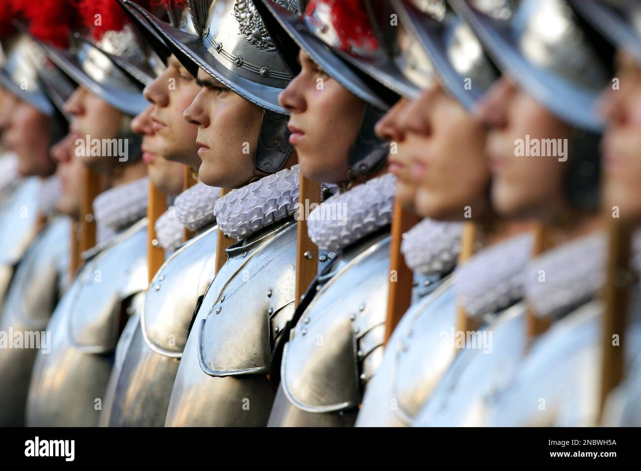 Vatican's Swiss Guards line up during the swearing-in ceremony of 34 ...