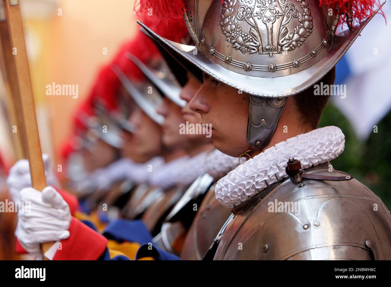 Vatican's Swiss Guards line up during the swearing-in ceremony of 34 ...