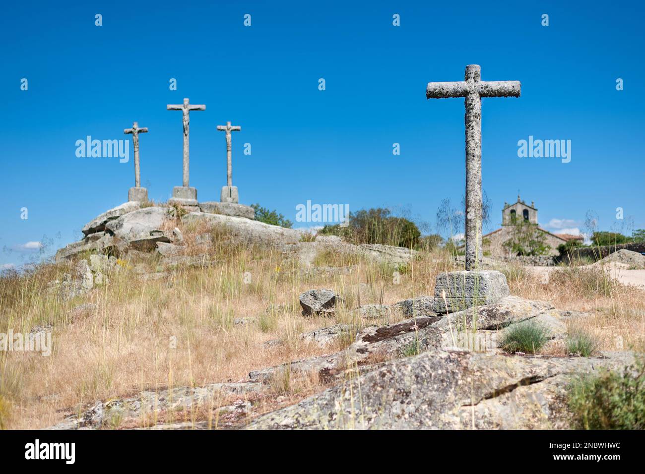 isolated stone crosses located on a hill Stock Photo - Alamy