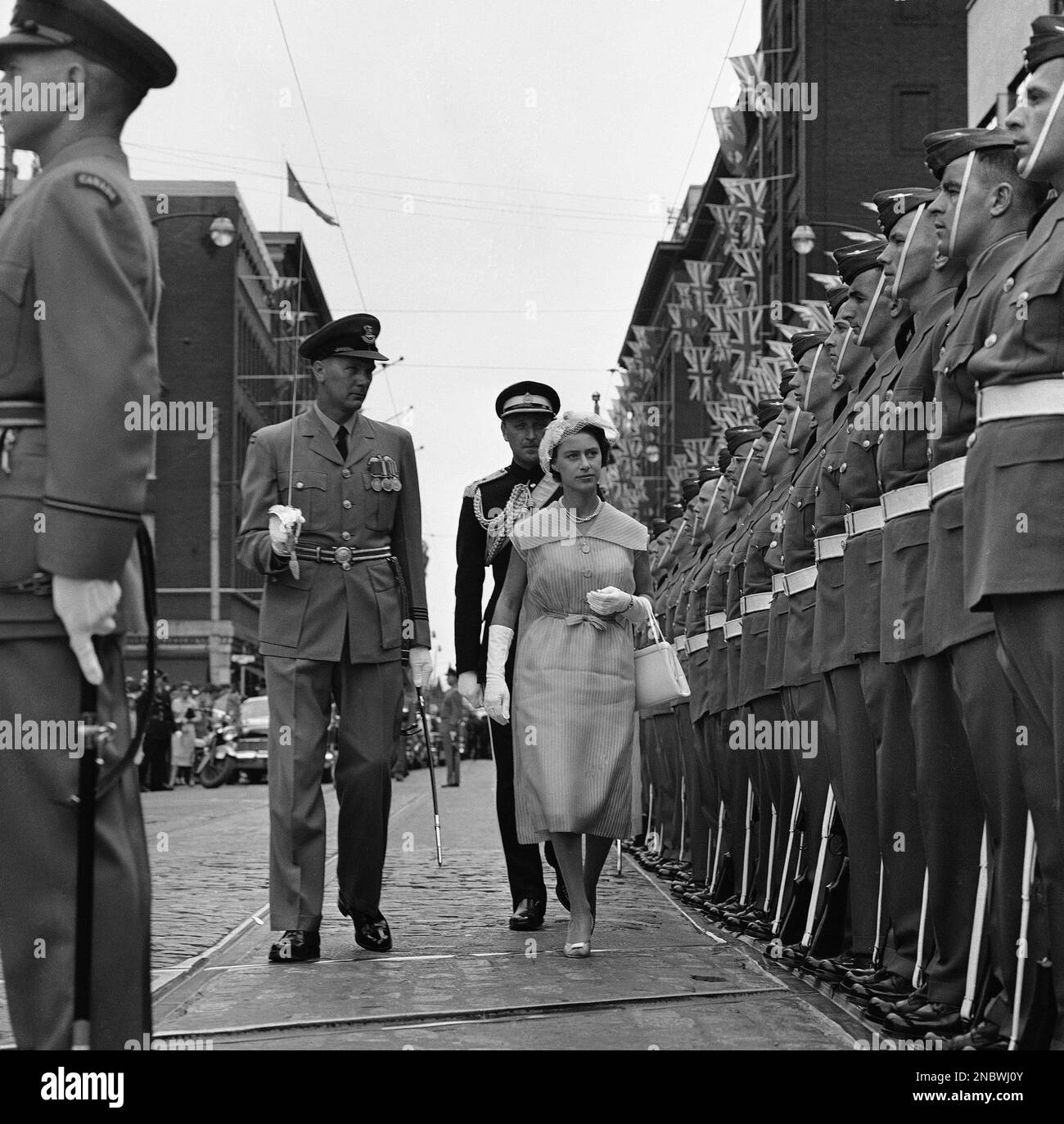 Princess Margaret inspects honor guard in front of City Hall in Toronto ...