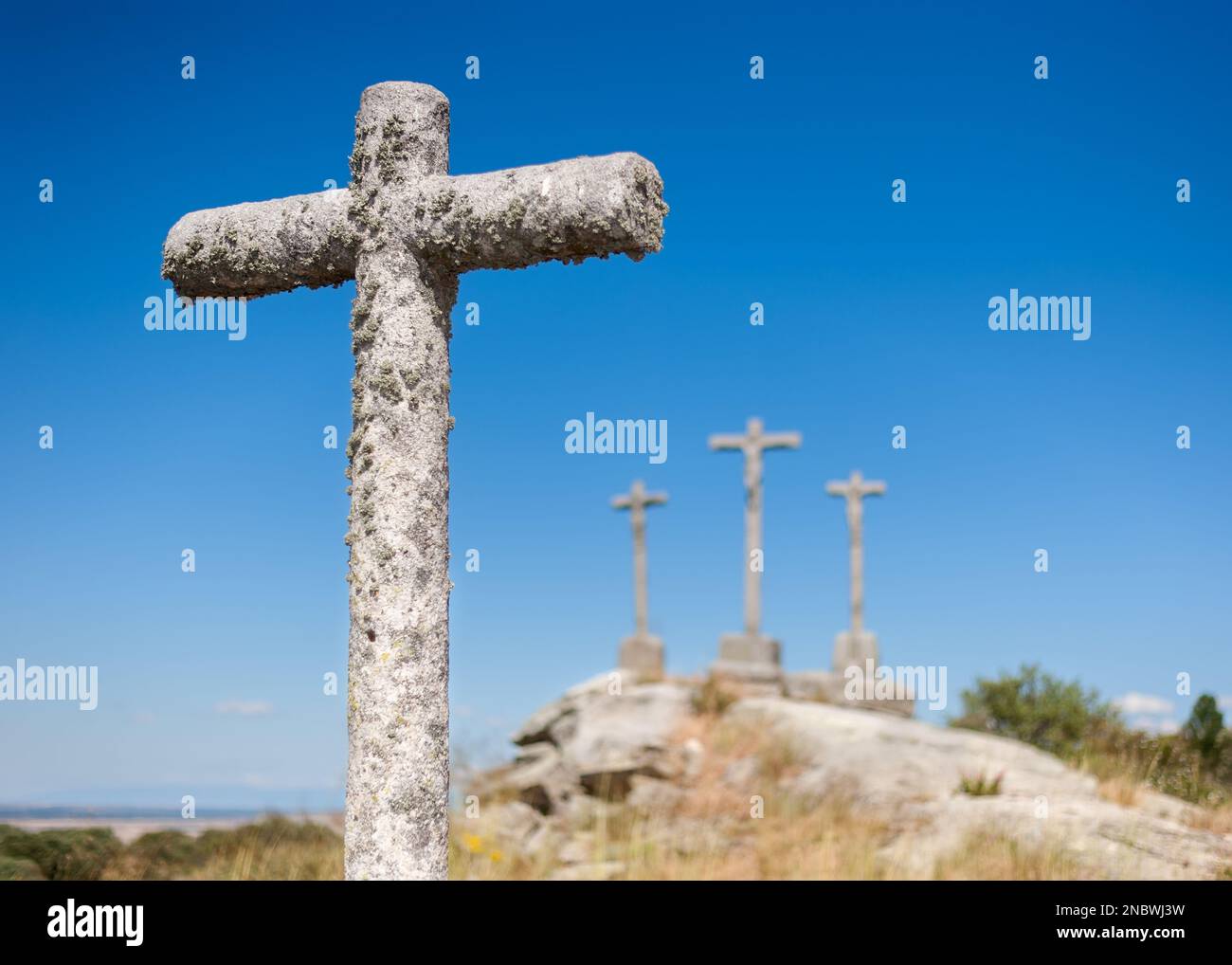 isolated stone crosses located on a hill Stock Photo - Alamy