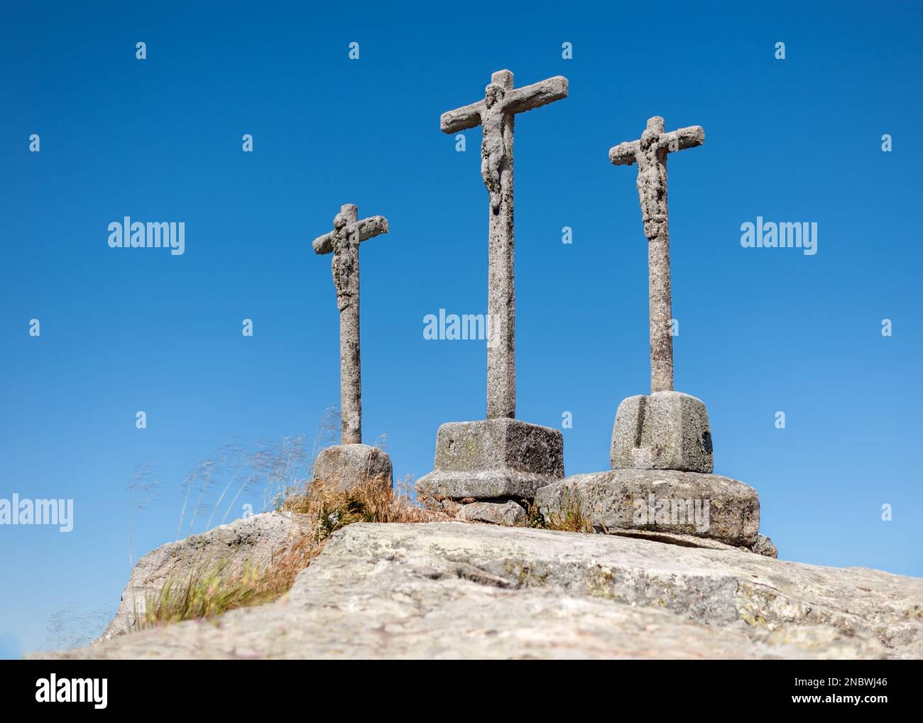 isolated stone crosses located on a hill Stock Photo - Alamy