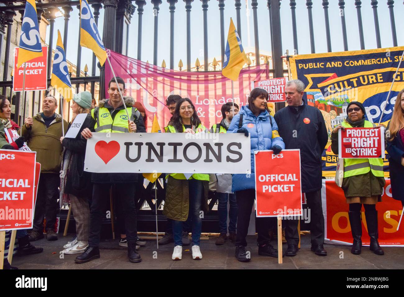 London, UK. 14th February 2023. Mark Serwotka, general secretary of PCS ...
