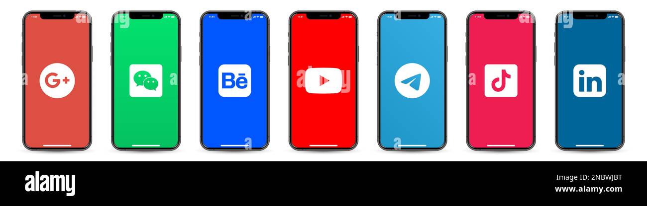 Set of Iphone with social network logos Stock Vector Image & Art - Alamy