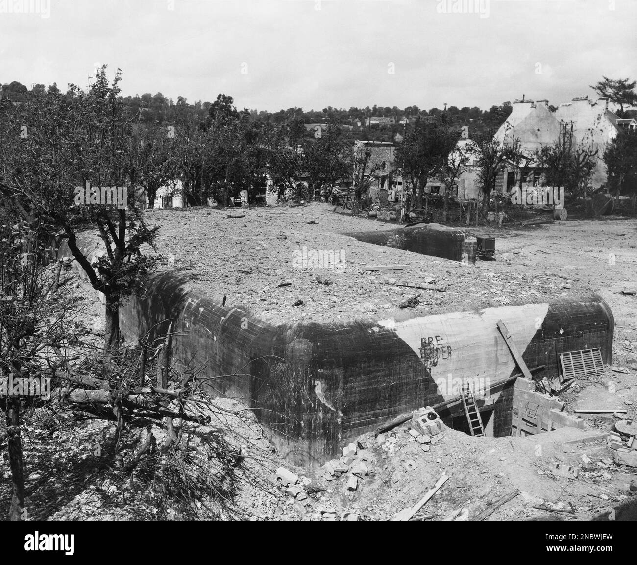 Block house in France which is of concrete construction with huge steel ...