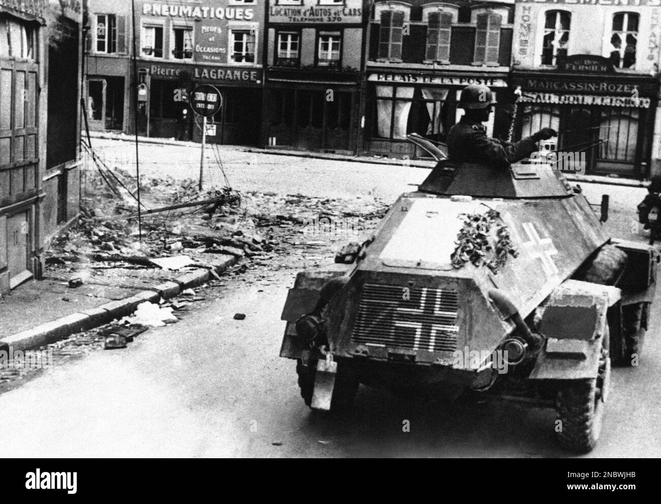 A German armoured van guard car in the city of Abbeville on May 21 ...