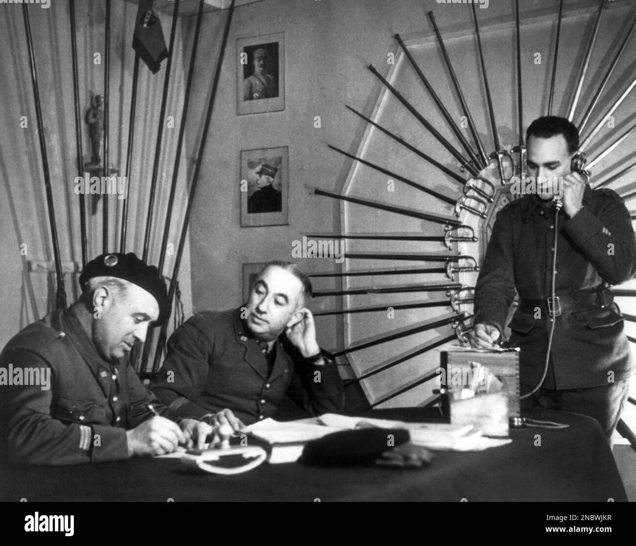 The inside scene of a staff headquarters of the famous French Chasseurs ...