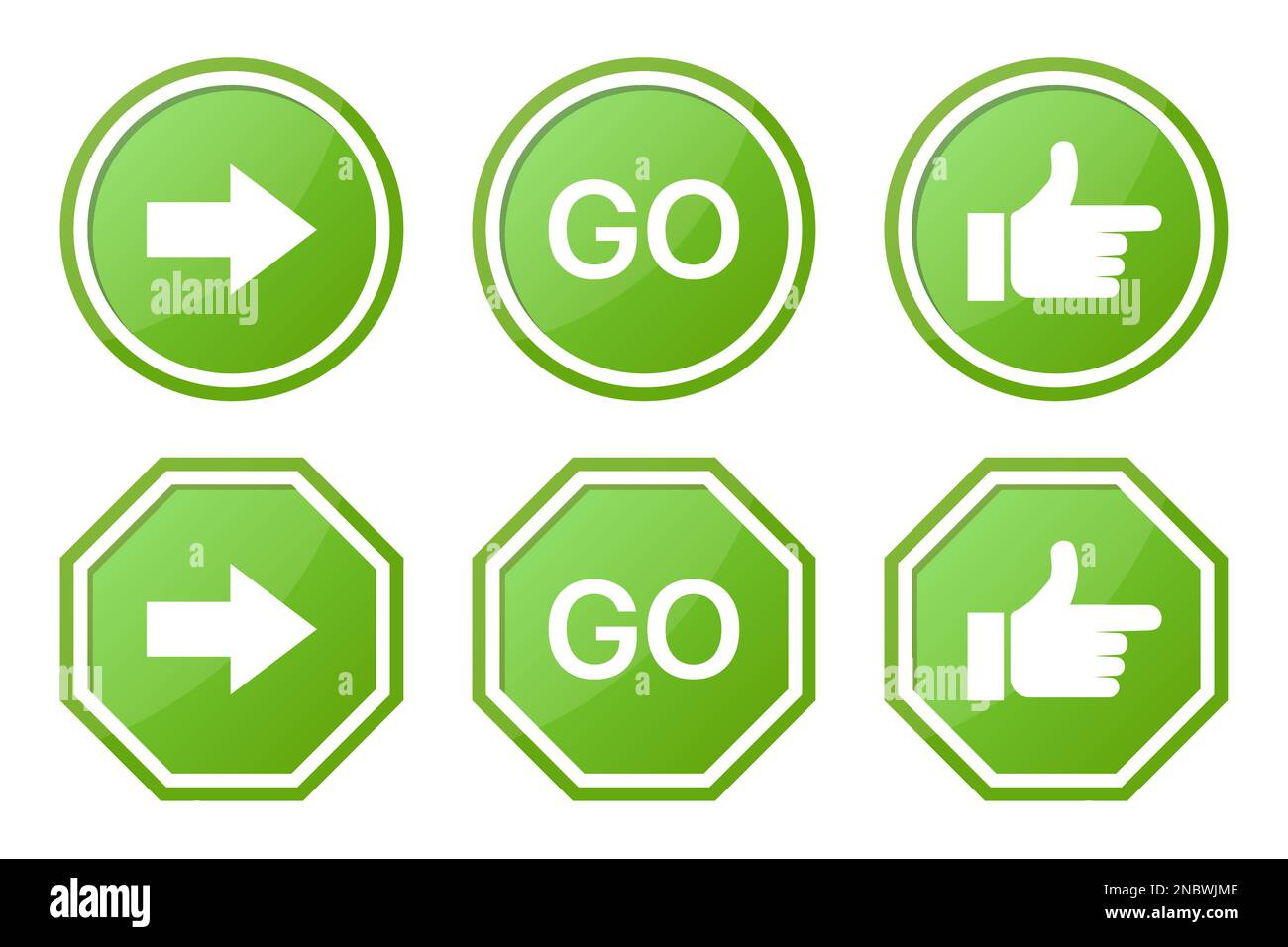 Set of green GO sign with arrow, word and hand Stock Vector Image & Art ...