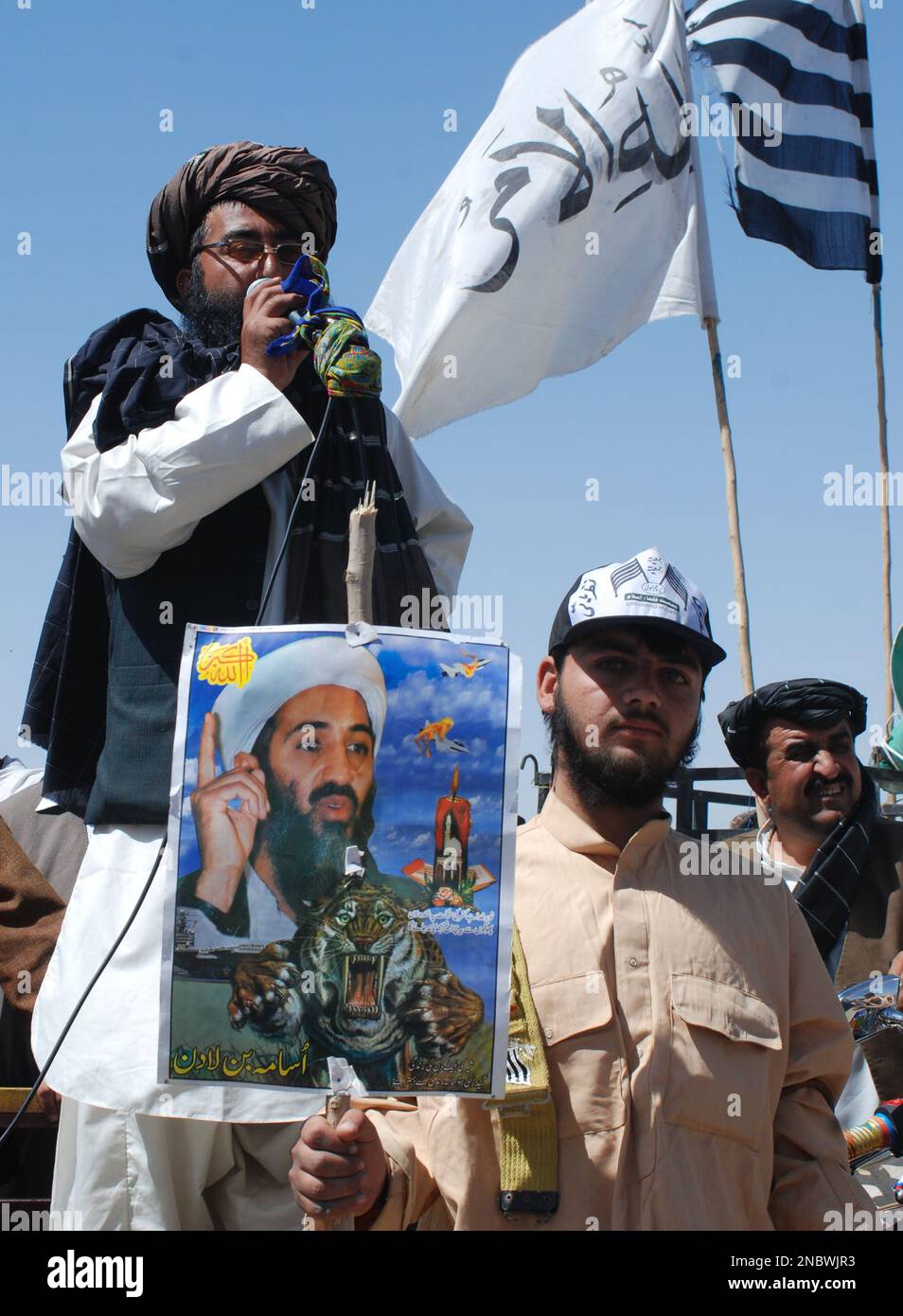 Hafiz Mohammad Rafiq local leader of Jamiat Ulema-e-Islam addresses a ...