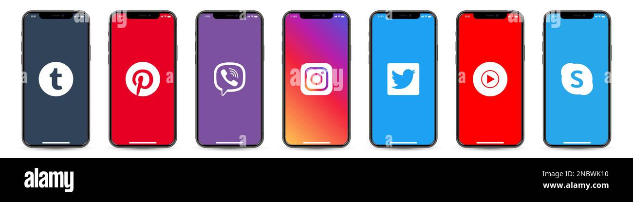 Set of Iphone with social network logos Stock Vector Image & Art - Alamy