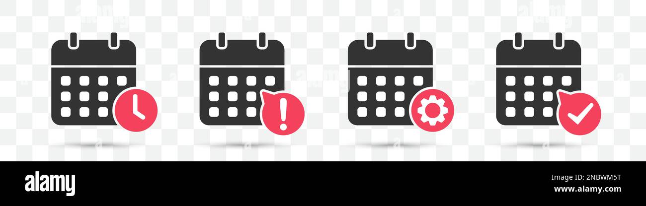 Set of calendar icons on a transparent background Stock Vector Image ...