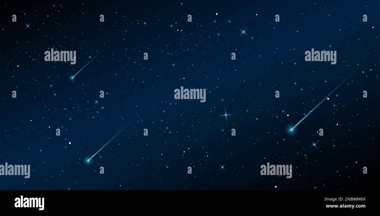 Starry and comet in universe background. Beautiful blue night sky with ...