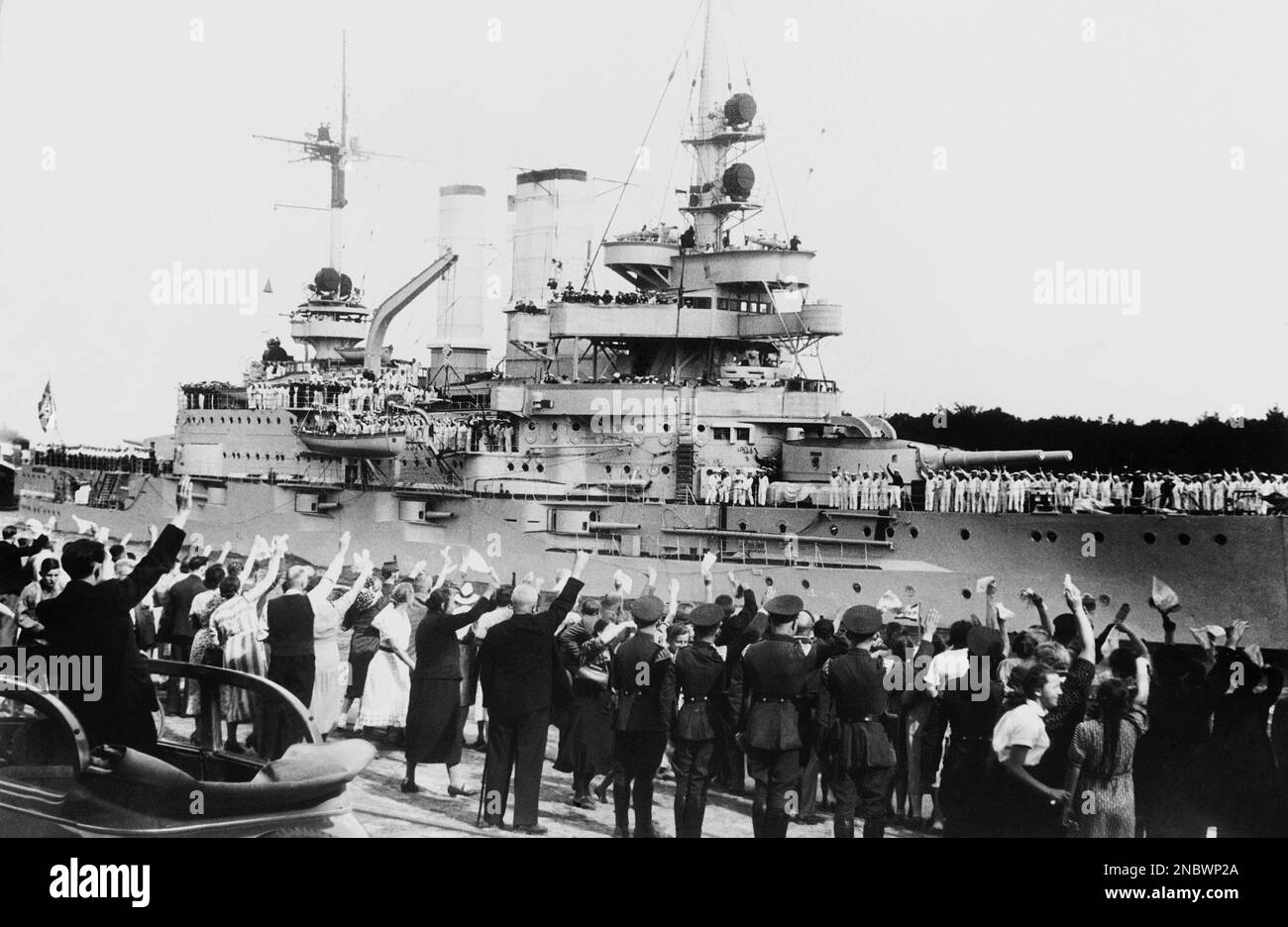 The German battleship Schleswig-Holstein, used as a training ship ...