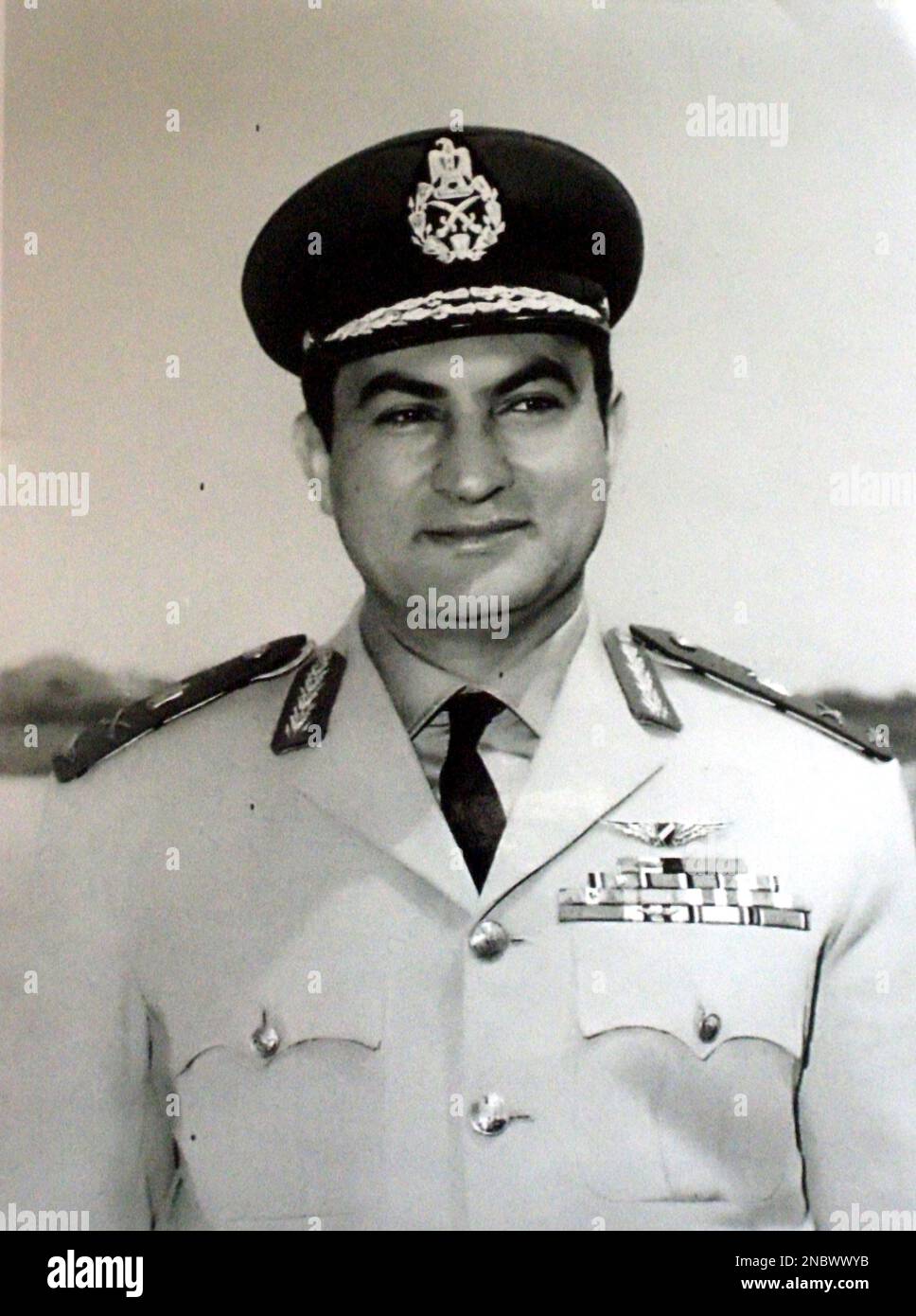 In this undated photo from 1974, Egypt's Air Force Commander Hosni Mubarak is seen in uniform ...