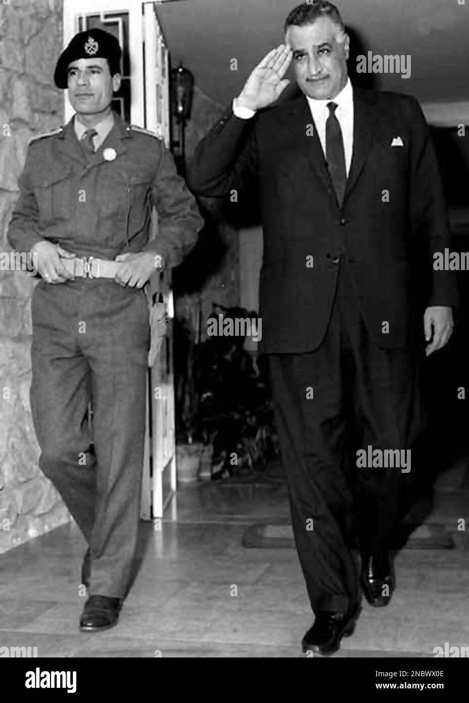 In this October, 1969 photo, Col. Moammar Gadhafi, left, appears with ...
