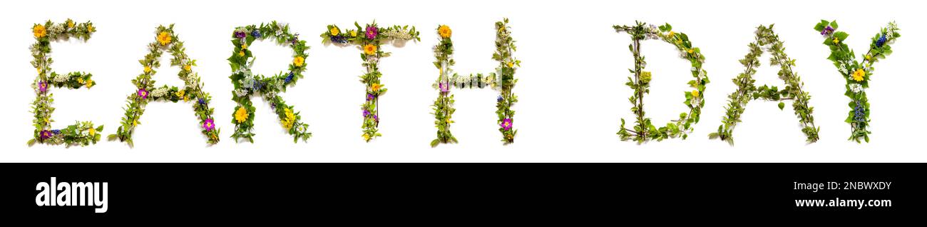 Blooming Flower Letters Building English Text Earth Day Stock Photo - Alamy