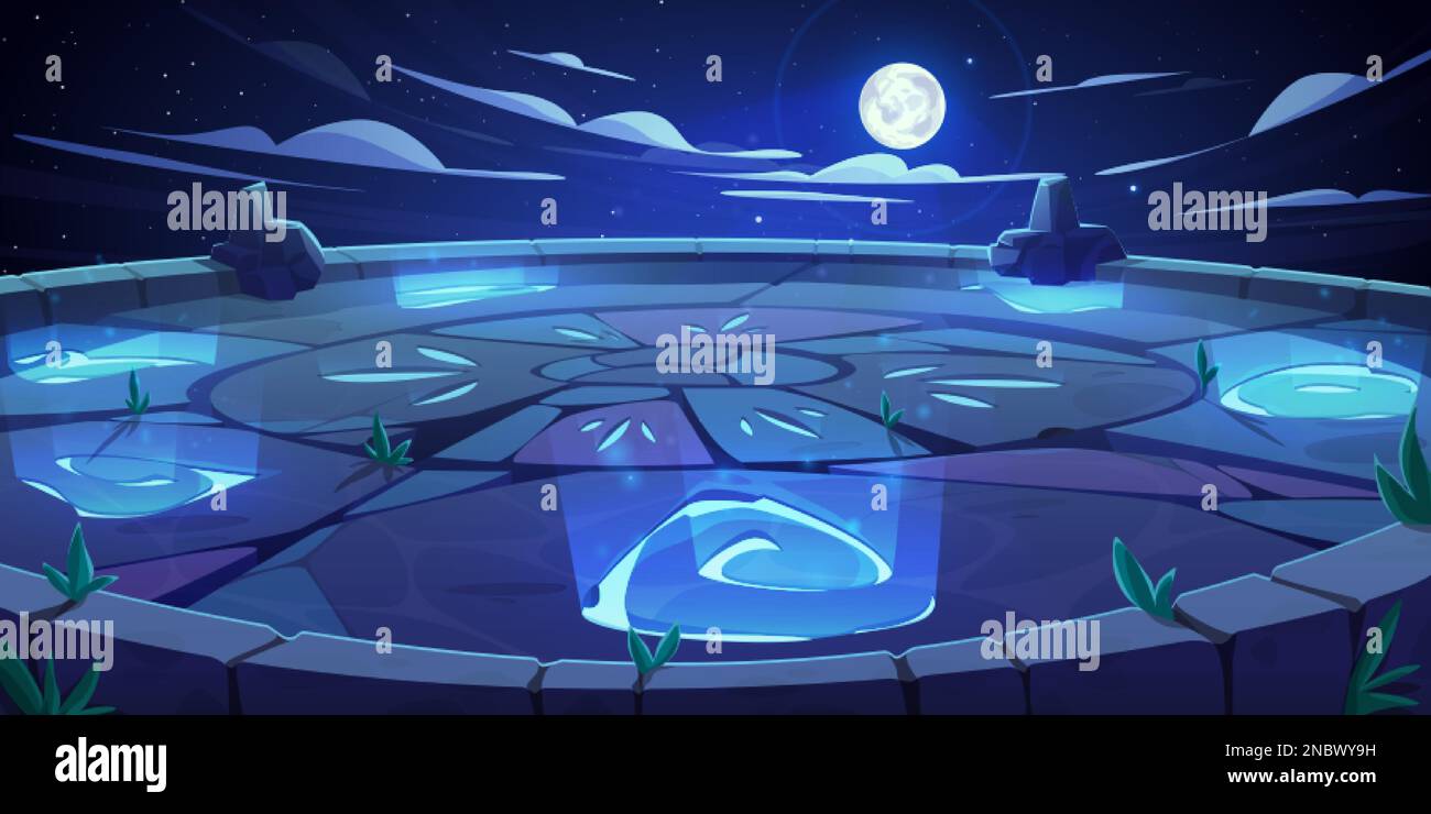 Stone platform for battleground at night, vector cartoon ancient game ...