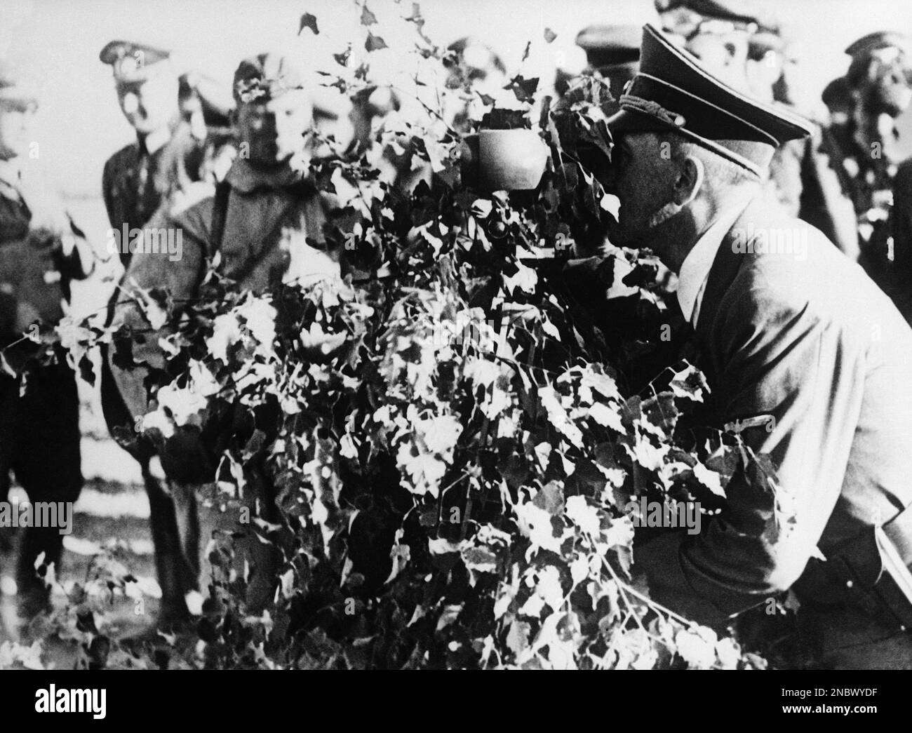 German Chancellor Adolf Hitler, right, watching the war operations ...